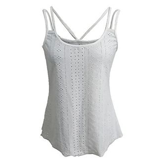 Generic Haut d&eacute;t&eacute; &agrave; bretelles spaghetti pour femme - Long noir - Sans manches - En mousseline de soie - Haut de sport - &Eacute;l&eacute;gant - Col en V - Tunique ample - D