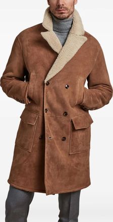 Manzoni24 manteau croisé en peau lainée - Marron