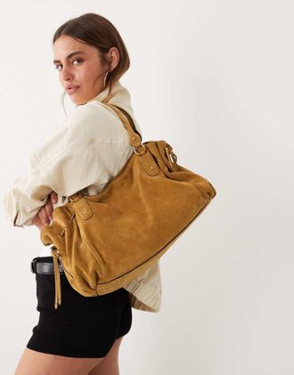 Mango x Hailey Bieber - Sac port&eacute; &eacute;paule souple 100 % cuir - Marron