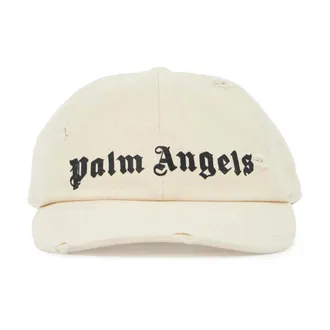 Palm Angels Homme, Accessoires, Beige, Taille: ONE Size Casquette de baseball logo effet vieilli