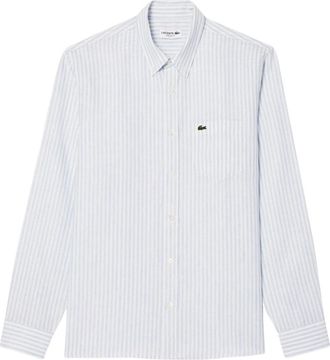 Lacoste Homme, Chemises, Bleu, Taille: 4XL Chemise en Lin Ray&eacute; Coupe Standard