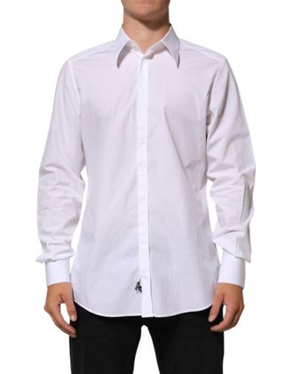 Dolce & Gabbana White Cotton Martini Men Formal Dress Shirt