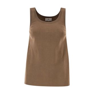 Elisabetta Franchi Femme, Tops, Brun, Taille: 42 FR Haut Tricot&eacute; Sans Manches