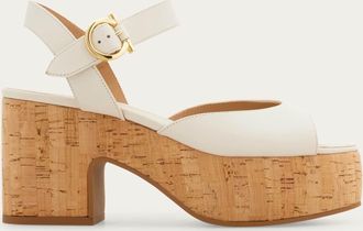 Ferragamo Damen Plateausandale Wei&szlig; Gr&ouml;&szlig;e 36.5