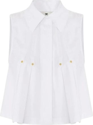 Elisabetta Franchi Femme, Blouses et Chemises, Blanc, Taille: 38 FR Cotton Poplin Shirt
