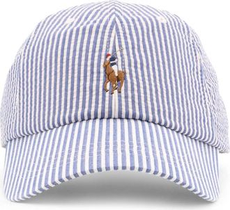 Polo Ralph Lauren Homme, Accessoires, Bleu, Taille: ONE Size Casquette de baseball en coton ray&eacute; avec broderie embl&eacute;matique