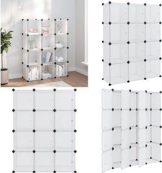 vidaXL Regalsystem mit 12 W&uuml;rfeln und T&uuml;ren Transparent pp - Regal - Staurauml&ouml;sungen - Aufbewahrungssystem - Wohnzimmer Dekoration - Garderobe - Home &