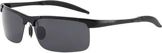 Generic Lunettes de soleil polaris&eacute;es pour homme - Monture en alliage semi-jante - Technologie photochromique - Design l&eacute;ger - Protection UV, Cadre noir gris 