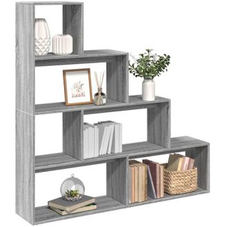 vidaXL Vidaxl - Raumteiler-B&uuml;cherregal 4 Stufen Grau Sonoma 143,5x29x143,5 cm