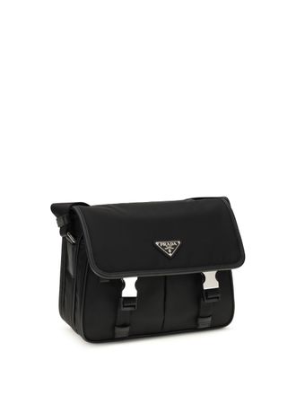 Prada Mens Re-Nylon And Saffiano Shoulder Bag Nero