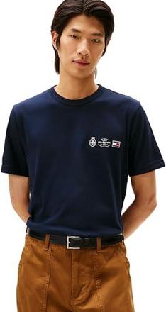 Tommy Hilfiger T-Shirt Manches Courtes Homme Small Crest Outline avec Col Ras-du-Cou, Bleu (Desert Sky), XL