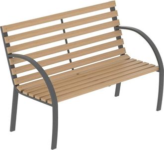 Home Discount Banc de Jardin &agrave; Lattes 3 Places en Bois Massif et Acier H 82 x L 120 x P 62 cm