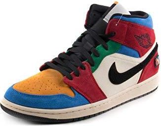 Nike Nike Mens Air Jordan 1 Mid SE FRLS NA Muslin/Blk/VRSTY Red Suede Size 12