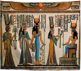 A.Monamour Wandteppiche Ägyptischer Dekor Ägyptischer Papyrus, Der Königin Nefertari Macht EIN Angebot Zu Isis Bild Druck Stoff Hippie Mandala Wandkunst Wandbeha