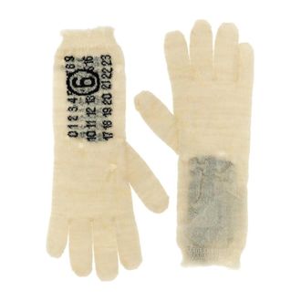 Maison Margiela Gants en maille avec logo num&eacute;rique - Femme - Accessoires - Beige - Taille: ONE Size