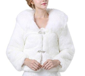 ICEGREY Veste Femme Demoiselle Dhonneur Fausse Fourrure Haussement Dépaules Entièrement Doublé Soirée Nuptial Bolero Blanc Taille unique (sadapter à la taille