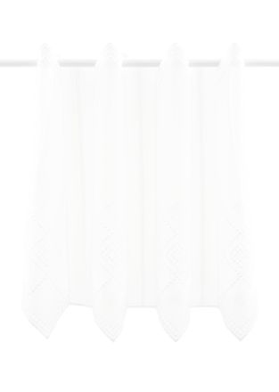 Florentina Footwear Scheibengardine auf Voile Bestickt 45 cm hoch Wei&szlig; - Wunschbreite frei w&auml;hlbar durch gekaufte Menge in 16 cm Schritten - Meterware