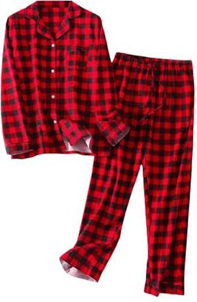 Generic Ensemble de pyjama pour femme avec bouton, haut &agrave; manches longues boutonn&eacute; et pantalon ample, v&ecirc;tement de nuit respirant avec poches, confortable et d