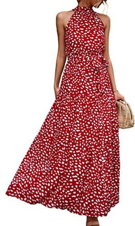 Generic Robe Longue sans Manches, Robe Longue à Lacets à la Taille, Douce pour la Peau, Col Licou, pour lécole pour Femmes (L)