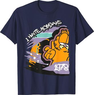 Garfield Big Face Pose Hate Monday Freche Cartoon 70er Jahre Retro T-Shirt