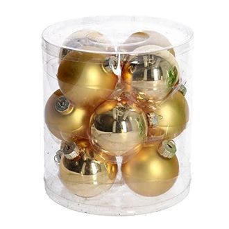 Vacchetti Giuseppe 12 Stück Klassische Weihnachtskugeln aus Gold zum Aufhängen für Baumdekoration 6 cm Durchmesser