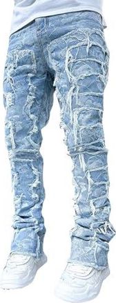 Generic Jean confortable à porter au quotidien pour homme avec poches, coupe décontractée, en coton doux pour activités de plein air et pantalon de plage, D, 