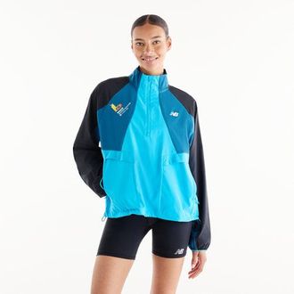 New Balance Damen Valencia Marathon Training Jacket in Blau, Polywoven, Gr&ouml;&szlig;e XL