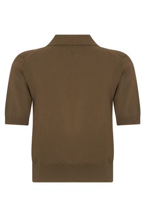 A.P.C. Womens Knit Cotton Polo Shirt Khaki Chine Tops