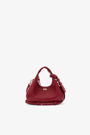 Ganni Mini sac hobo grain&eacute; Dark Rouge - Pour Femme