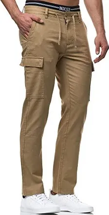 Indicode Hommes Leonardo Cargo Pants | Pantalon Cargo en Lin et Coton Cornstalk XXL