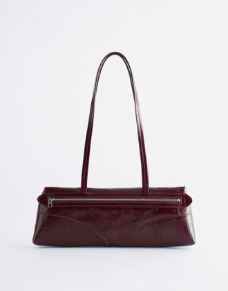 & Other Stories Premium-Lederschultertasche in Dunkelrot