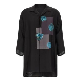 Yohji Yamamoto Homme, Chemises, Noir, Taille: XL Chemise en Soie Satin 12 Momme