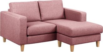 Norrwood home24 Ecksofa 1-Sitzer mit Longchair Pink Webstoff Lark 154 x 86 x 140cm Longchair davorstehend rechts Skandi
