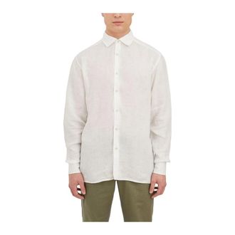 Paolo Pecora Chemise Manches Longues en Lin - Homme - Chemises - Blanc - Taille: 2XL