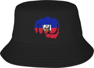 Generic Chapeau De Seau Unisexe Drapeau Ha&iuml;ti Poing De Puissance Hommes Chapeau De Seau &Agrave; Large Bord Pliable Bonnet Soleil, pour De P&ecirc;che, Chasse, La Randonn&eacute;