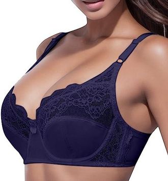 Generic 2026 Soutiens-gorge pour femmes soutien-gorge femme r&eacute;glable jeunesse grande taille dentelle anneau acier sous-v&ecirc;tements minces, noir fonc&eacute;, 105C