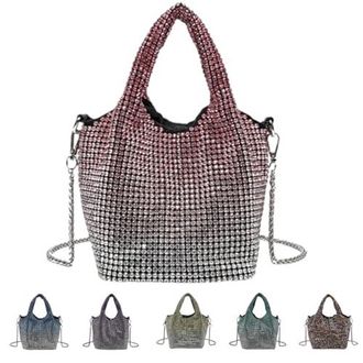 Generic Elegant Rhinestone Clutch Purse for Women,Sparkly Evening Bag with Chain for Wedding,Prom,Party,Gala (gradient red)