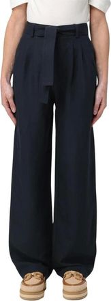 Woolrich Femme, Pantalons, Bleu, Taille: 36 FR Wide Leg Linen Pants