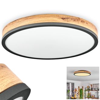 HOFSTEIN LED Deckenleuchte Salmi, Deckenlampe aus Metall/MDF/Kunststoff in Anthrazit/Holzoptik/Braun/Wei&szlig;, &Oslash;45 cm, 1800 Lumen, 3000 Kelvin, 1 x LED 24 Watt (in
