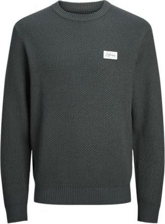 Jack & Jones Jorportland Badge Knit Crew Neck Pull en Tricot, Forest River, XS Homme