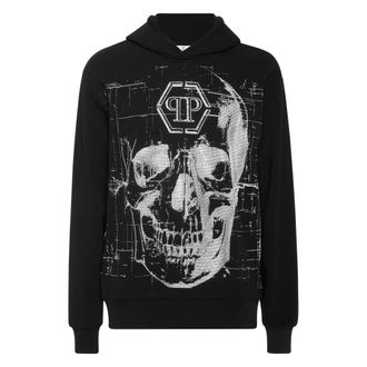 Philipp Plein Homme, Sweatshirts et sweats &agrave; capuche, Noir, Taille: XL Fleece Sweat &agrave; capuche SweaT-shirt Glass Skull