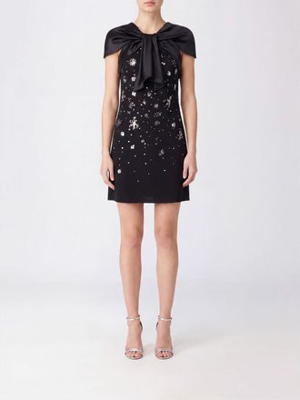 Alberta Ferretti Mini-robe en cr&ecirc;pe orn&eacute;e de sequins avec col lavalli&egrave;re