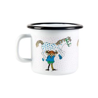 Muurla Pippi Langstrumpf Tasse, Emaille, 250ml, Tasse mit Pippi und Kleinen Onkel f&uuml;r Jungen, M&auml;dchen, Kinder und Erwachsene