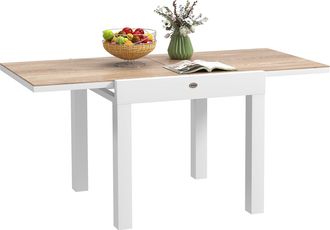 OUTSUNNY Ausziehbarer Gartenesstisch 80/160 cm aus Aluminium, Gartentisch f&uuml;r 6 Personen rechteckig, rostfrei und wetterfest, f&uuml;r Patio, Terrasse, grau