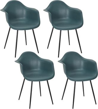 The Home Deco Factory Fauteuil Gustav Bleu - Lot De 4