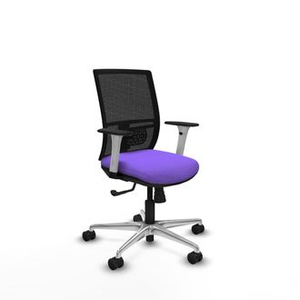 Piqueras y Crespo B&uuml;rostuhl aus Netzgewebe mit wei&szlig;en und schwarzen Armlehnen, h&ouml;henverstellbare Lendenwirbelst&uuml;tze, ausgestattet mit Sincro 4 Positionen und Schneidesc