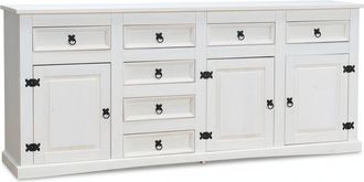 ebuy24 New Mexico Sideboard mit 7 Schubladen und 3 T&uuml;ren Breite 200 cm, H&ouml;he 84 cm weiss/gewachst
