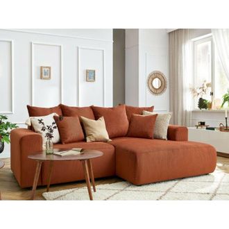 BOBOCHIC Bobochic - Canap&eacute; dangle fixe enjoy Velours c&ocirc;tel&eacute; Angle droit Orange