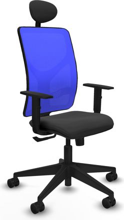 Piqueras y Crespo Stuhl mit Nackenst&uuml;tze mit 1D-Armen, h&ouml;henverstellbarer Lendenwirbelst&uuml;tze und festem Kopfteil, ausgestattet mit 3 Positionen und Schneidschaum, Blau/