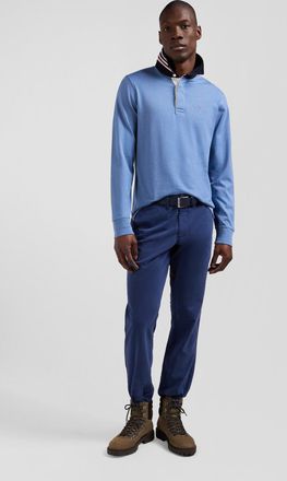 Eden Park Maillot Manches Longues En Coton Pima Bleu Coupe Regular